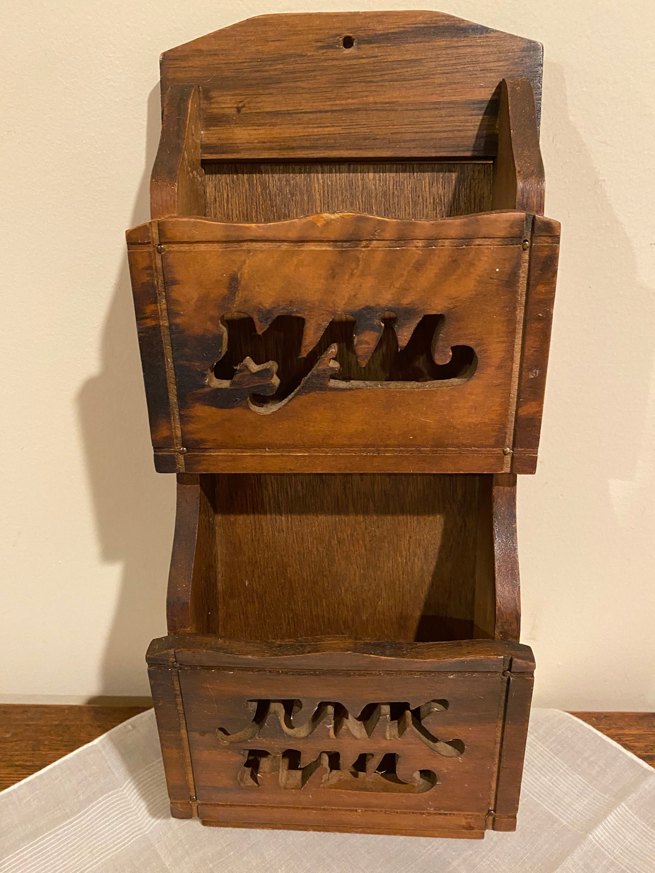 Vintage 2 Tier Wood Mail Holder - Wall Mount - Etsy
