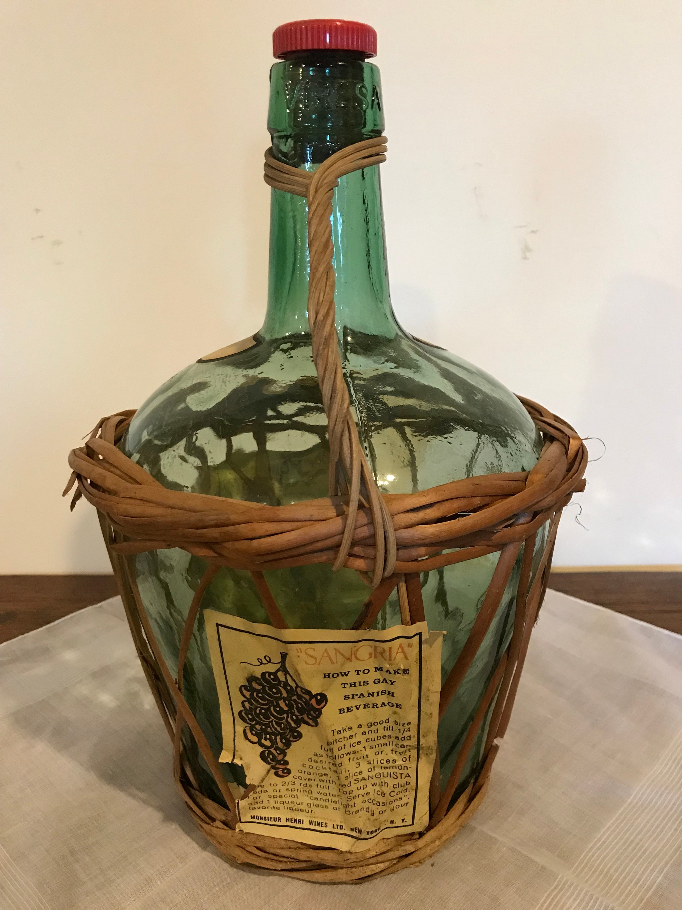 Wicker Encased Viresa Wine Bottle - Spanish - Imported Sanguista - Etsy