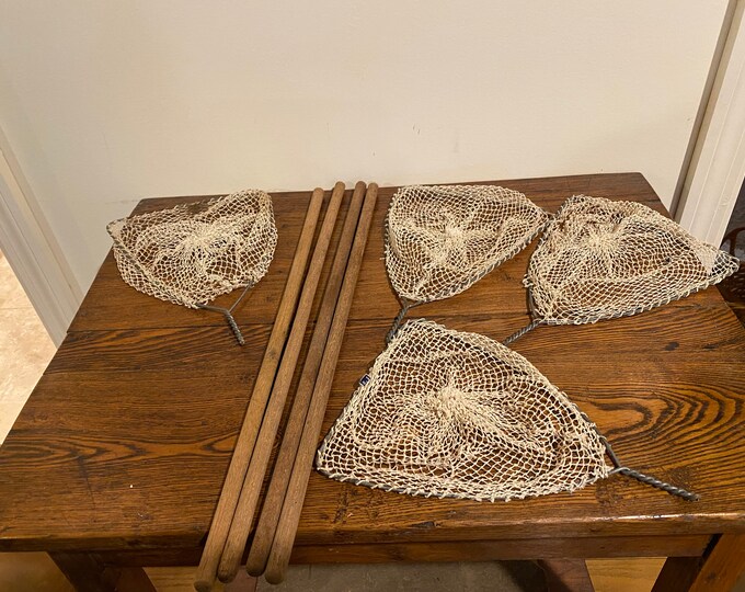 Vintage Handheld Fishing Nets With Optional Wooden Handle - Only 1 Left ...
