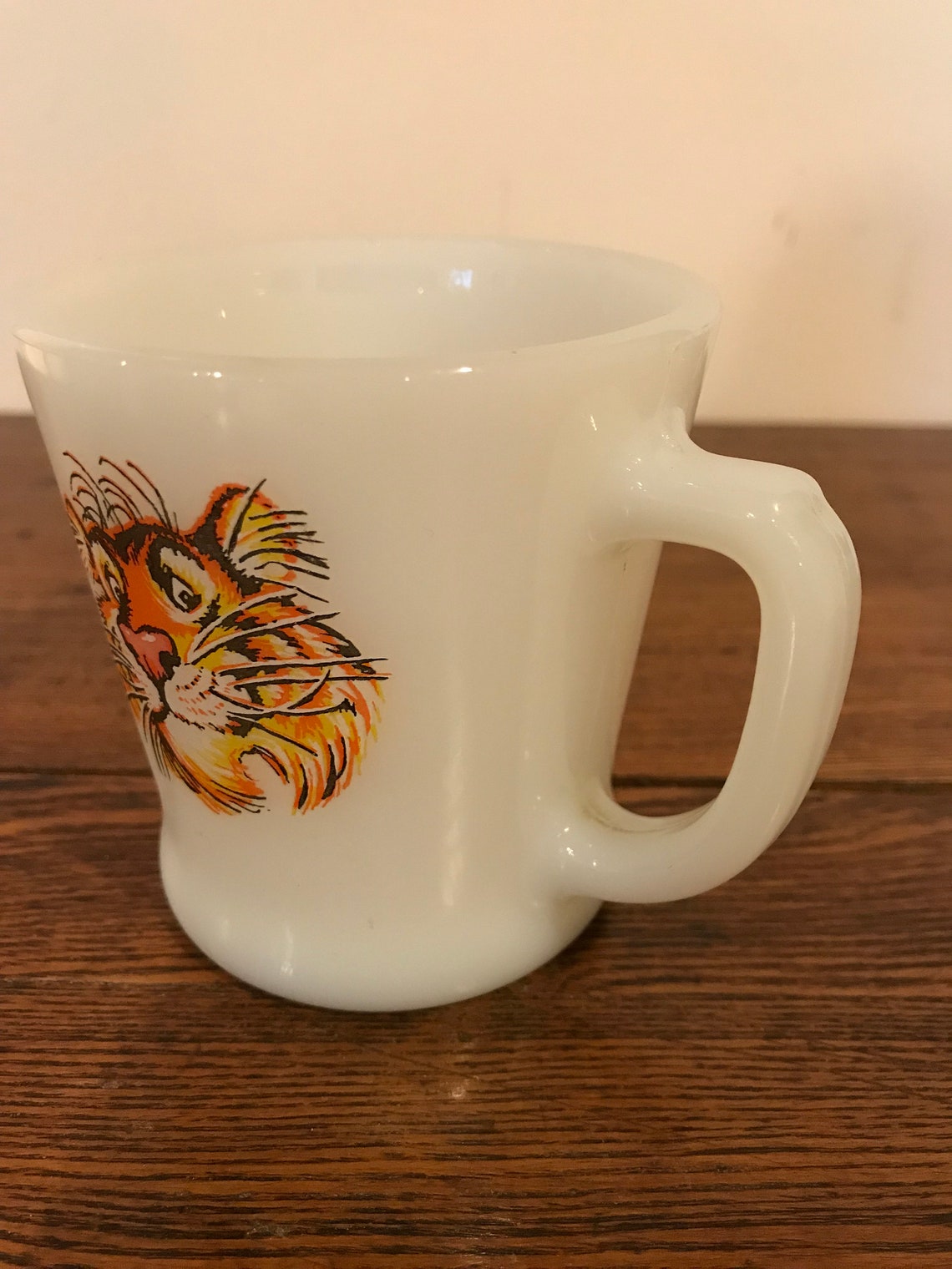 1960s Exxon Esso USA Milk Glass Coffee Mug White Tiger Logo - Etsy