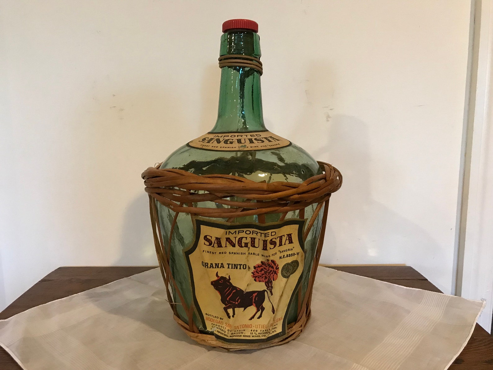 Wicker Encased Viresa Wine Bottle - Spanish - Imported Sanguista - Etsy