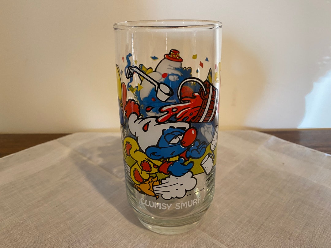 1983 Clumsy Smurf Glass - Etsy