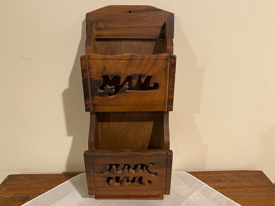 Vintage 2 Tier Wood Mail Holder - Wall Mount - Etsy