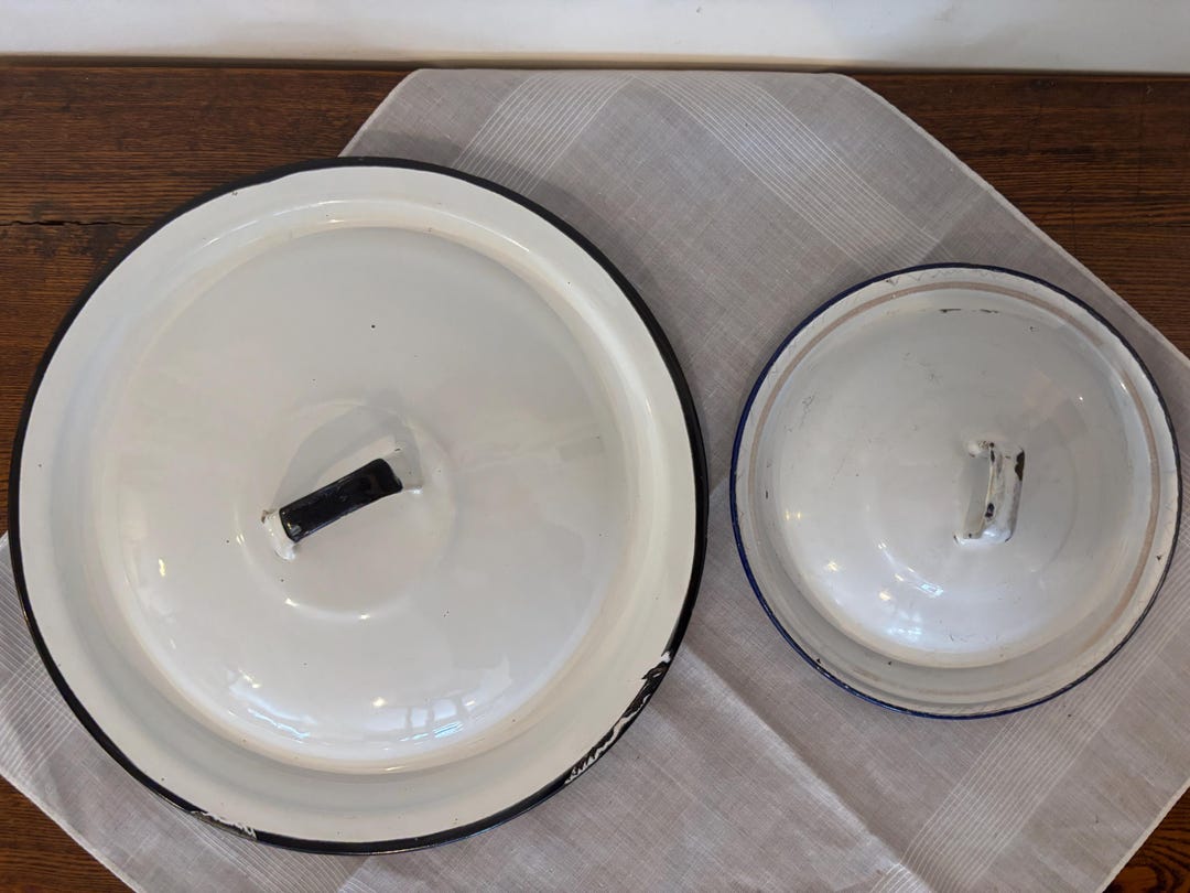 Vintage White Enamel Pot Lids - Choose Your Lid - Etsy