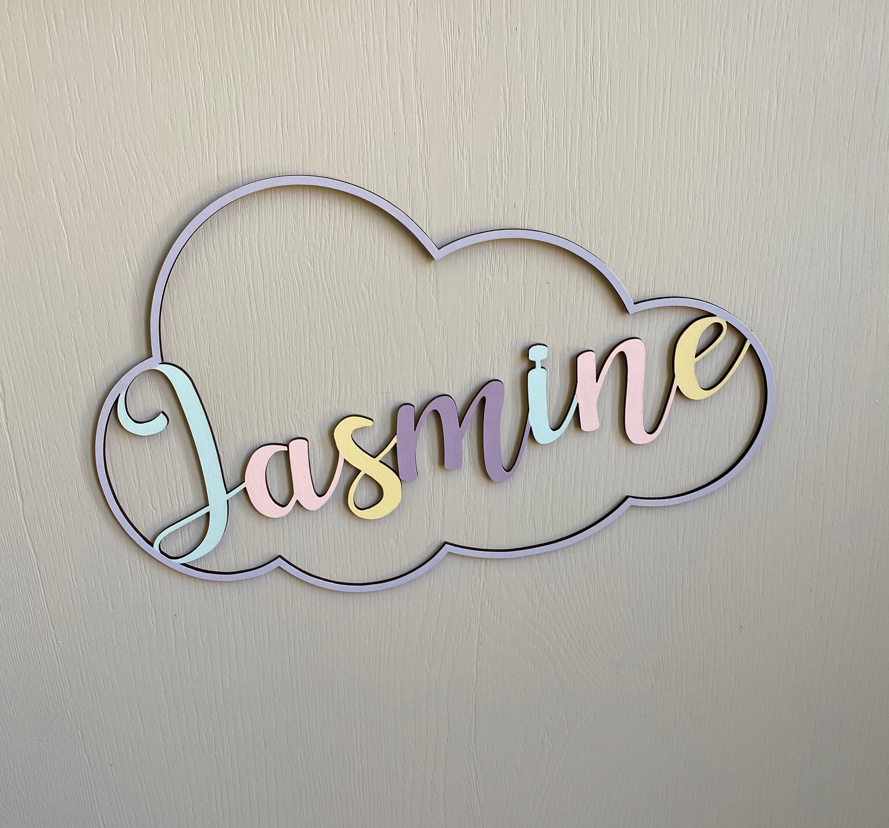 Cloud Name. Childrens Door Sign. Toy Box Name. Easter Name - Etsy