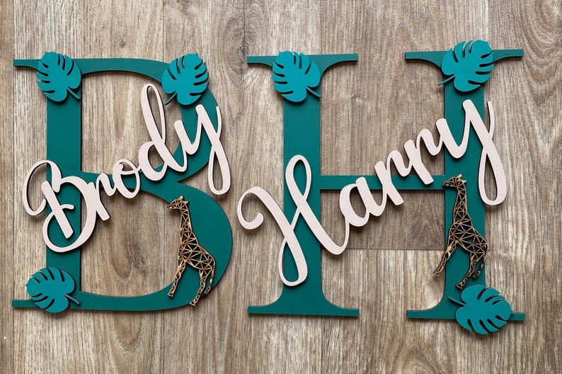 Personalised Jungle Name Sign. Bedroom Door Name Sign. Wooden - Etsy
