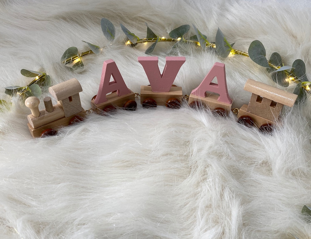 Personalized Wooden Name Train: Hand-painted Letter Carriages - Etsy