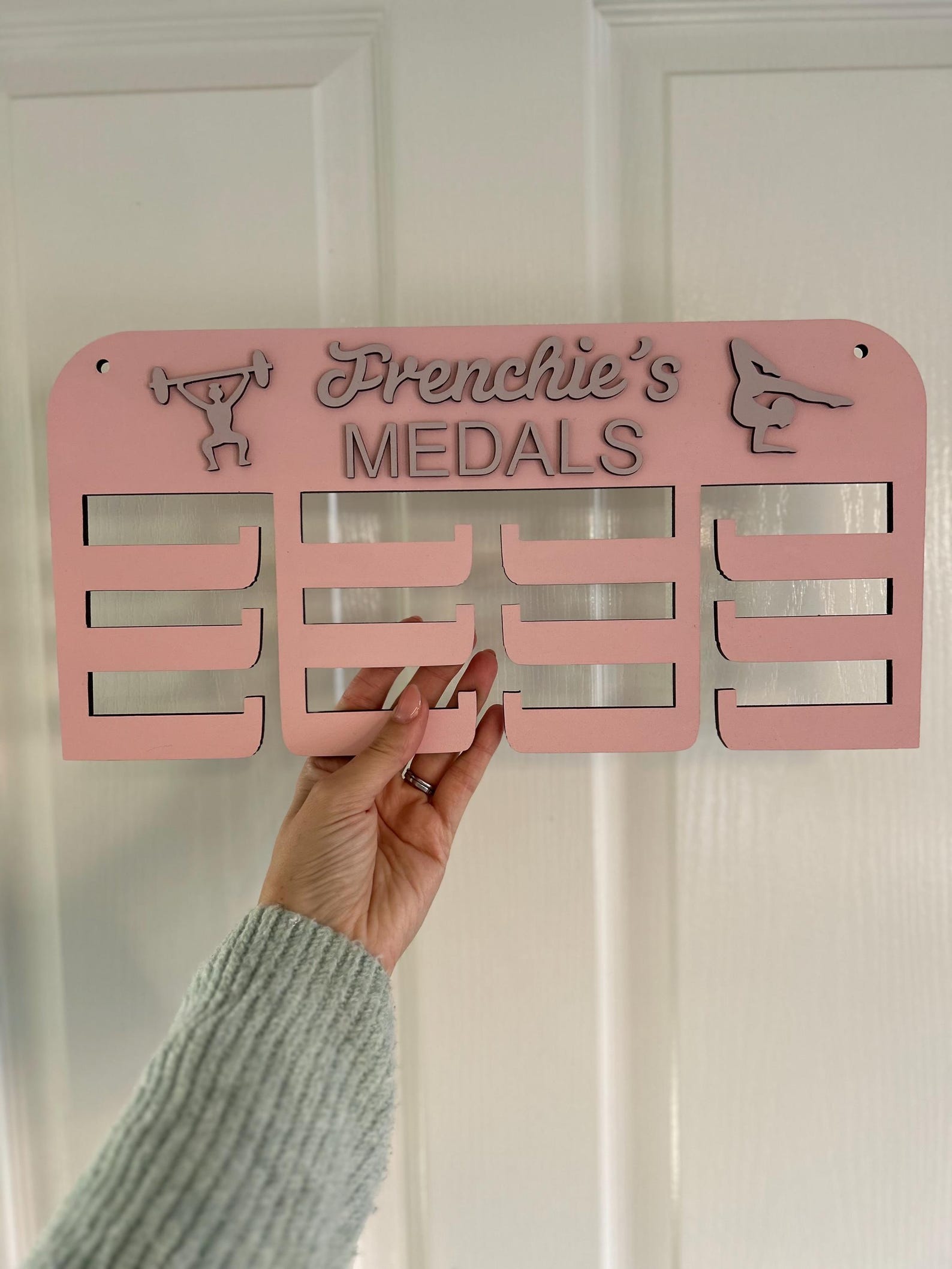 Personalized Medal Holder: Custom Name Display Rack, Painted MDF ...