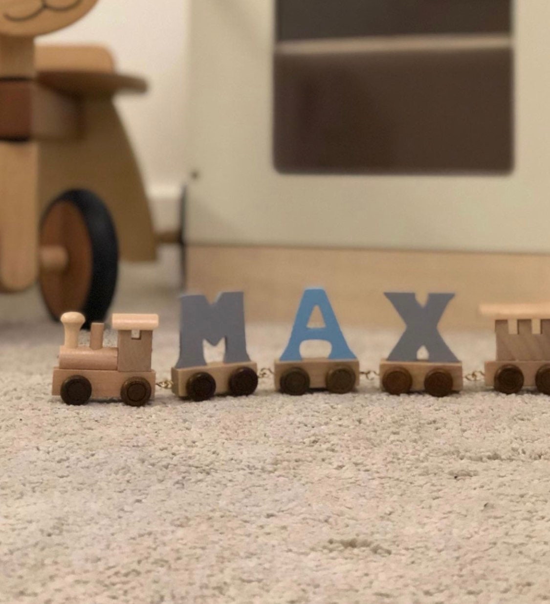 Personalised Name Letter Trains, Hand Painted Train, Wooden Christening ...