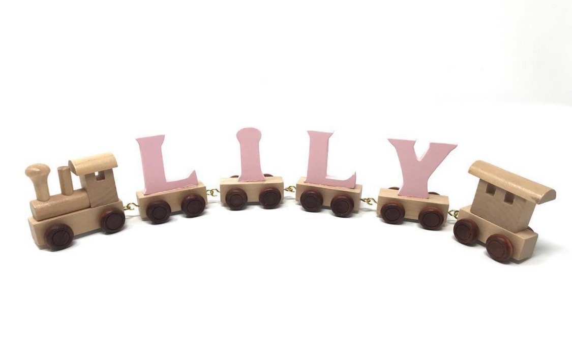 Personalised Name Letter Trains, Hand Painted Train, Wooden Christening ...