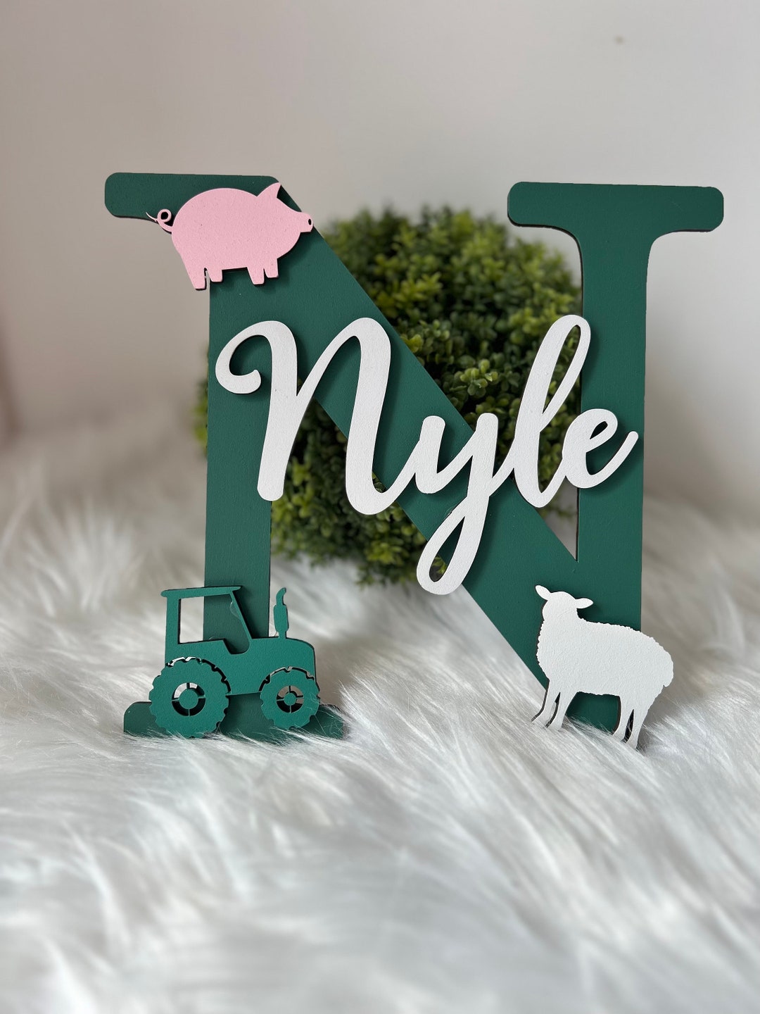 Personalised Farm Animal Name Sign – Custom Wooden Bedroom Door Plaque ...