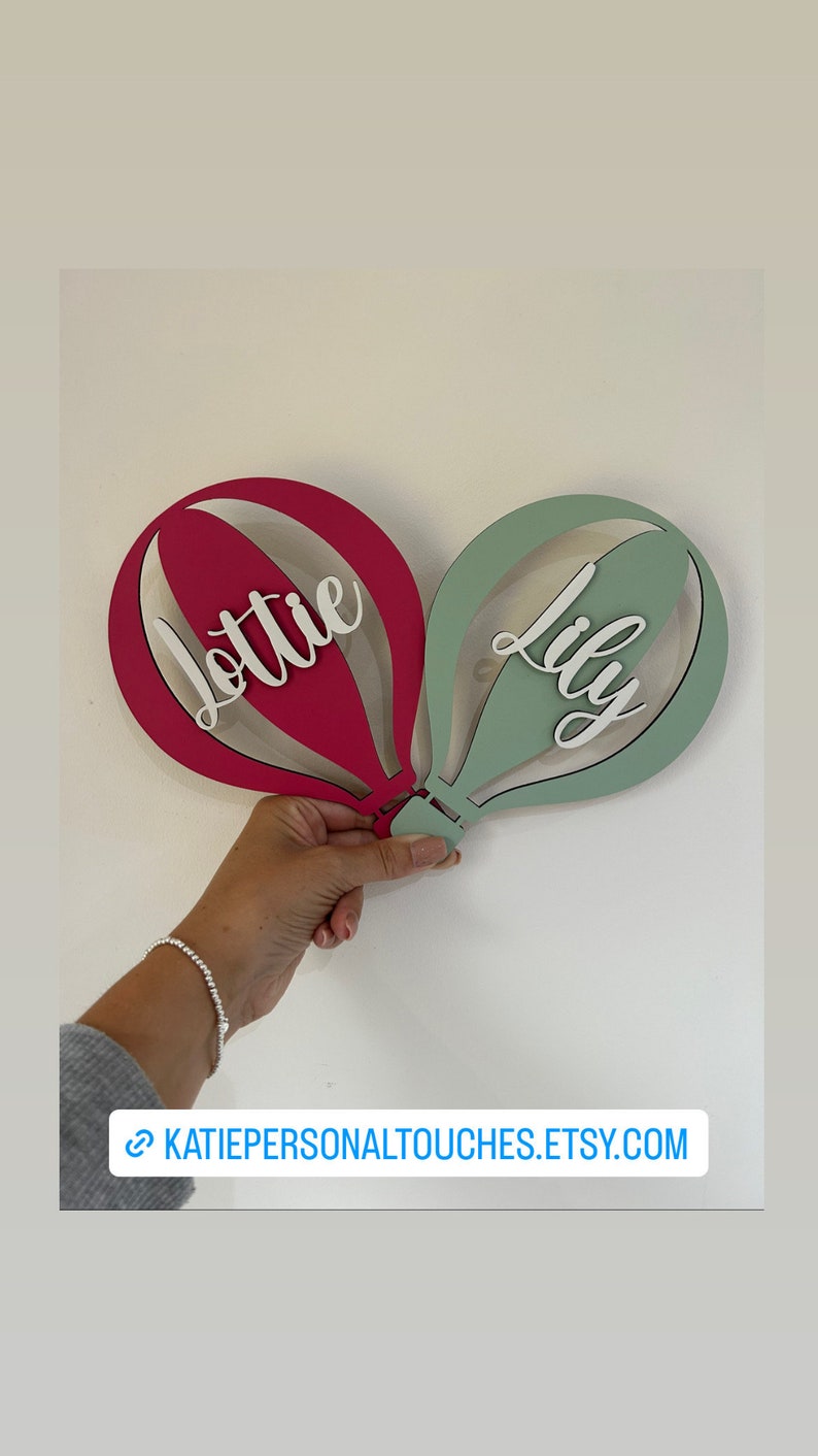 Hot Air Balloon Name Sign: Wooden Nursery Decor - Etsy UK