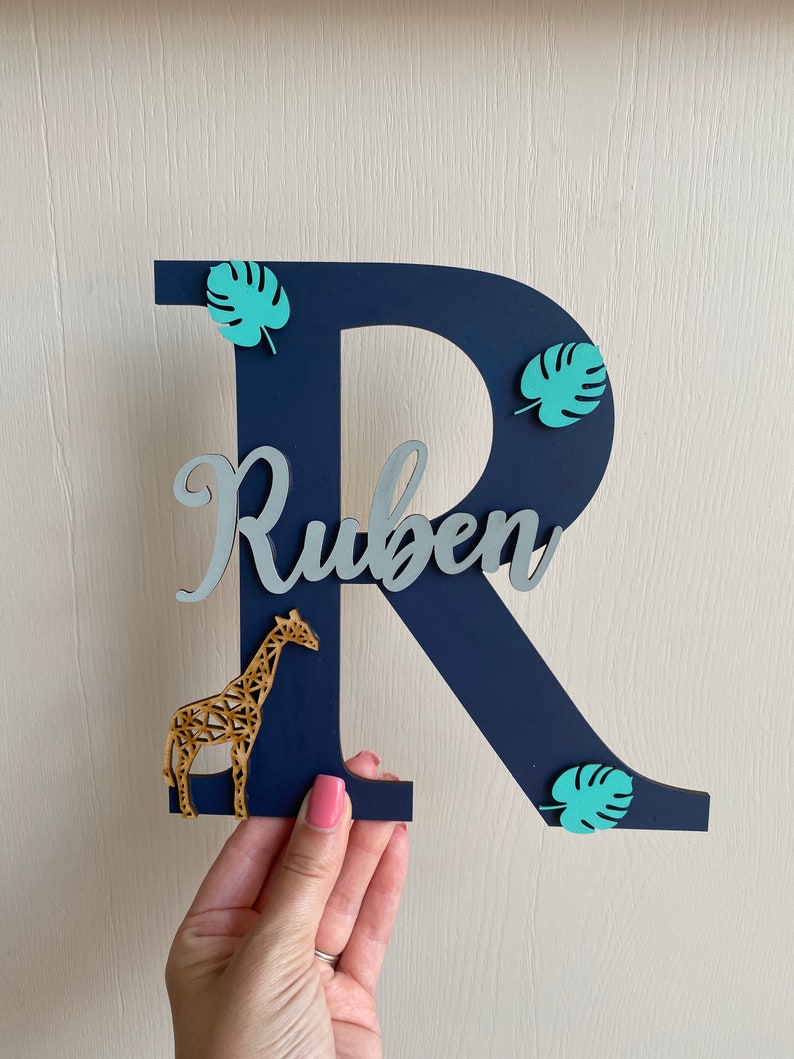 Personalised Jungle Name Sign. Bedroom Door Name Sign. Wooden - Etsy