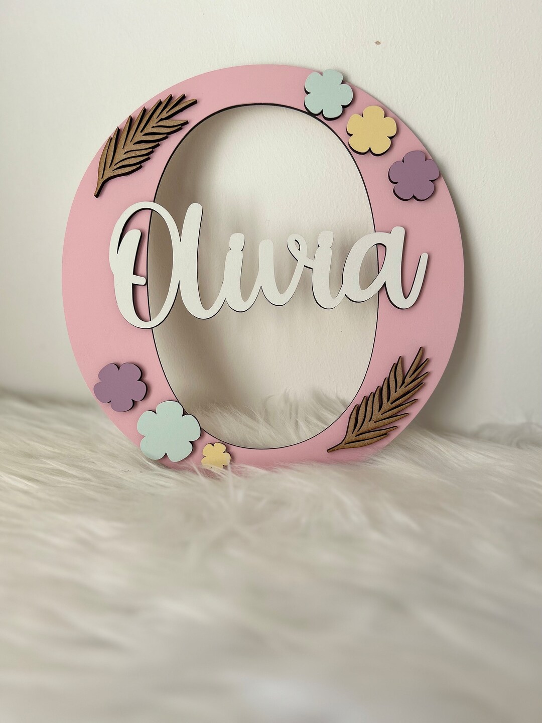 Personalised Flower Name Sign. Bedroom Door Name Sign. Wooden Letter ...