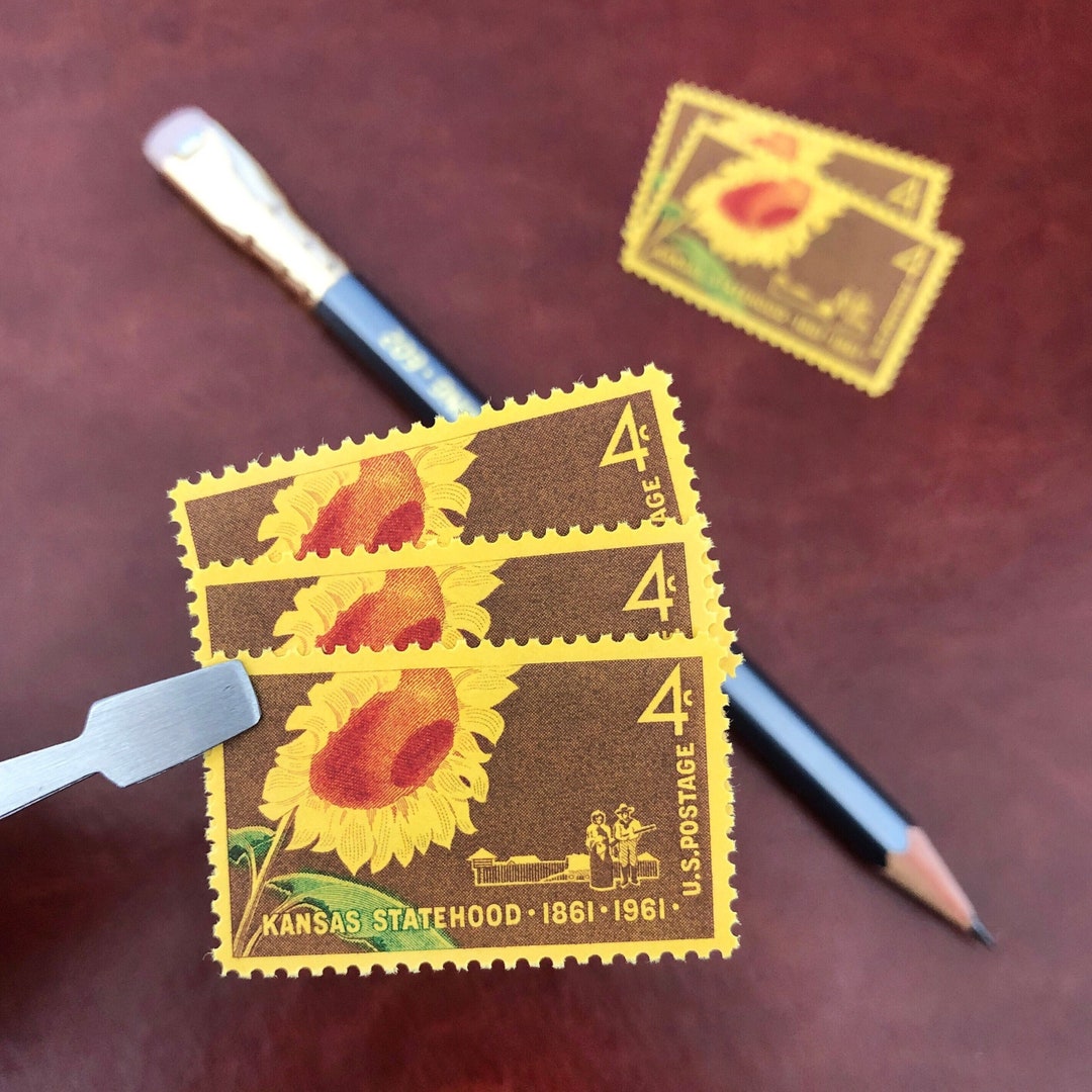 Sunflower Kansas Statehood Stamps - Unused Vintage Postage Stamps ...