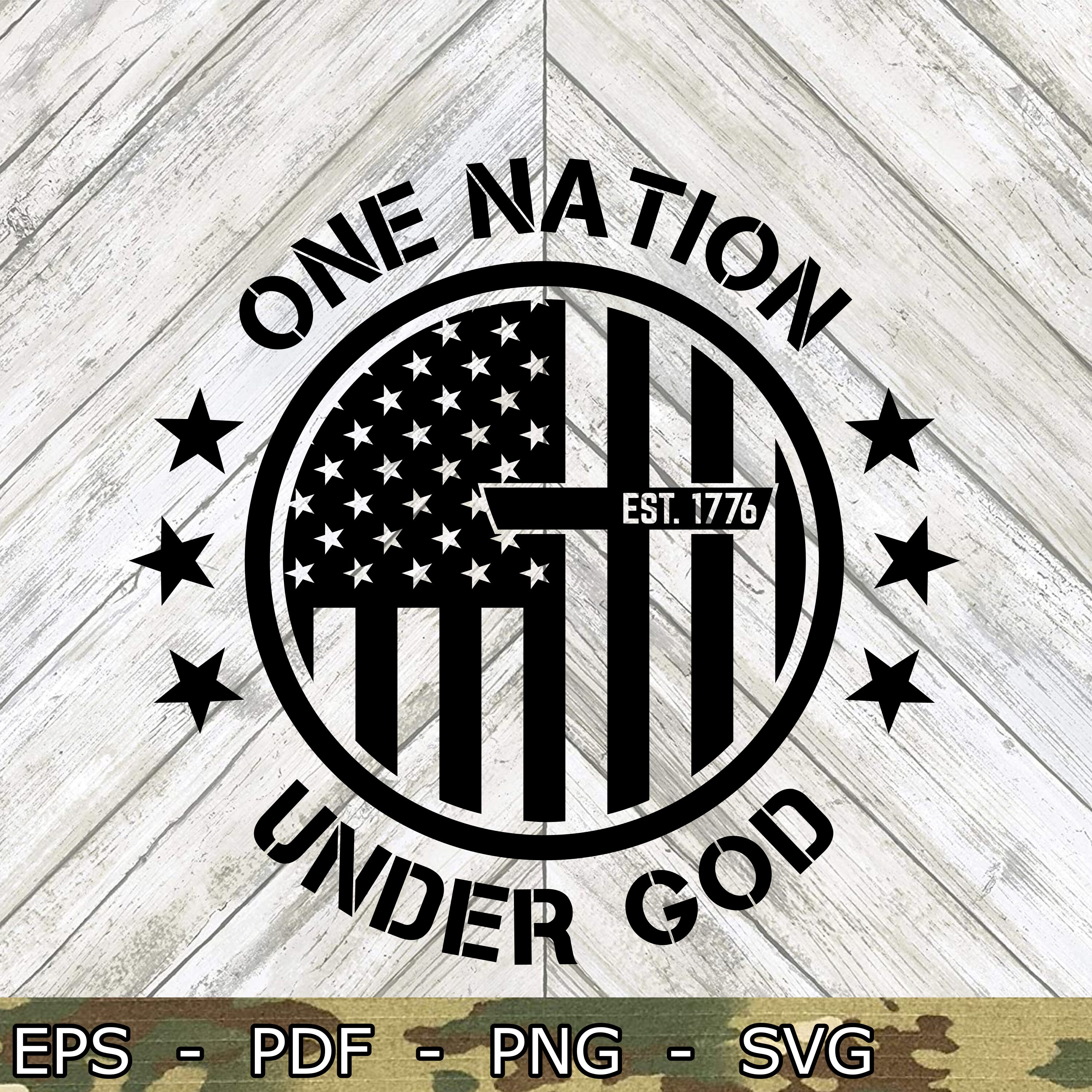 One Nation Under God United We Stand Glowforge Digital - Etsy