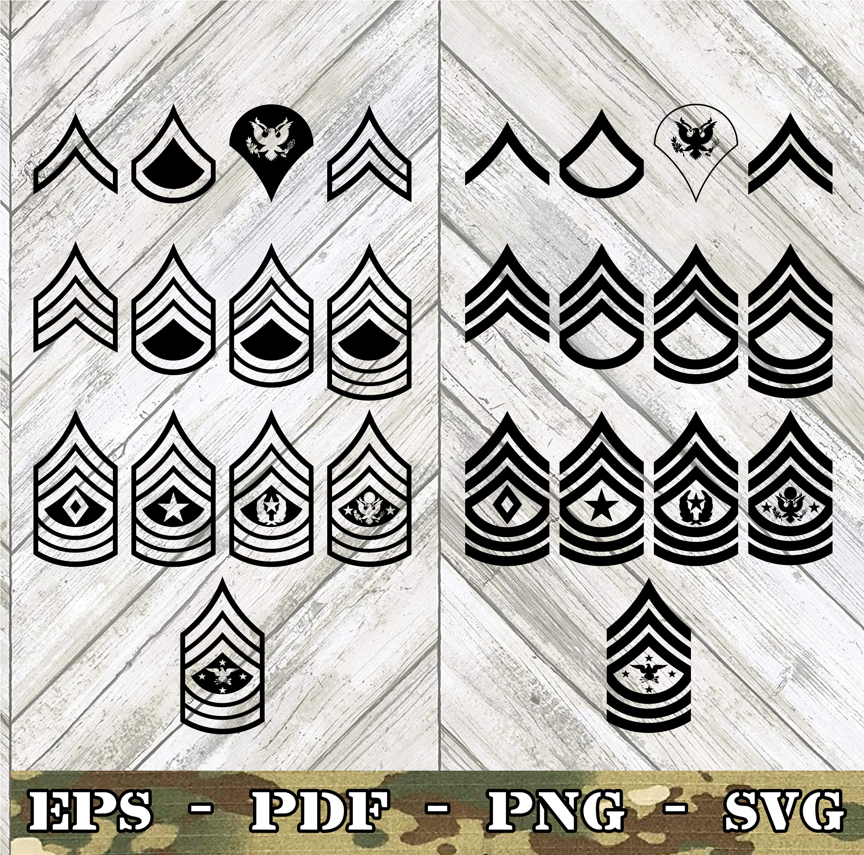 United States Army Ranks SVG File Cricut Silhouette Glowforge - Etsy