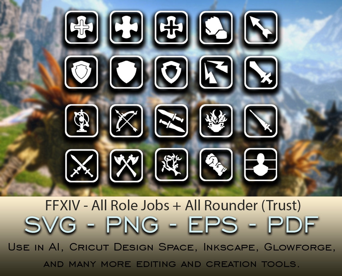 All Final Fantasy XIV Role Icons SVG File Cricut Silhouette - Etsy India