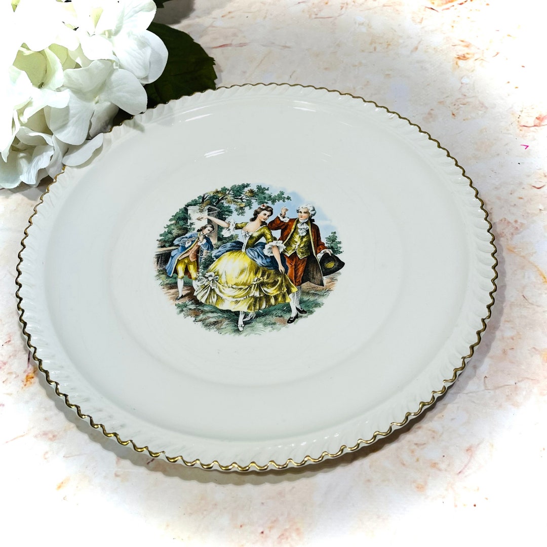 Courting Couple Dinner Plate Harker Potteries Plate 22KT Gold Warranted ...
