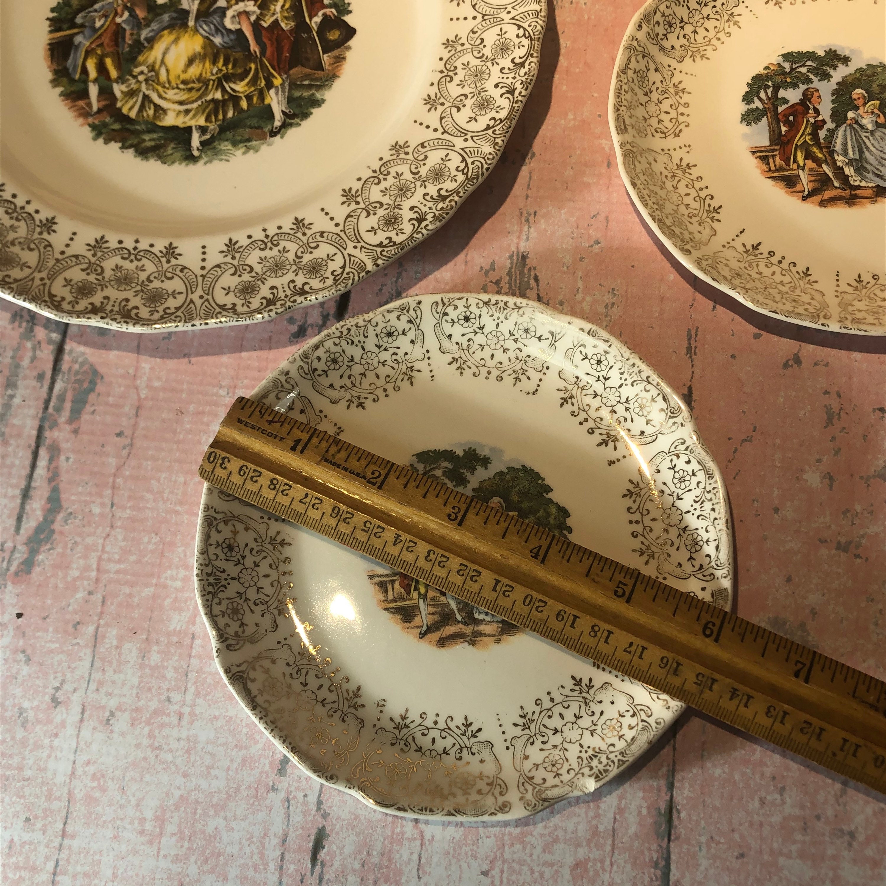 Courting Couple Set of 4 Plates Set of 2 Dinner 2 Side Royal | Etsy