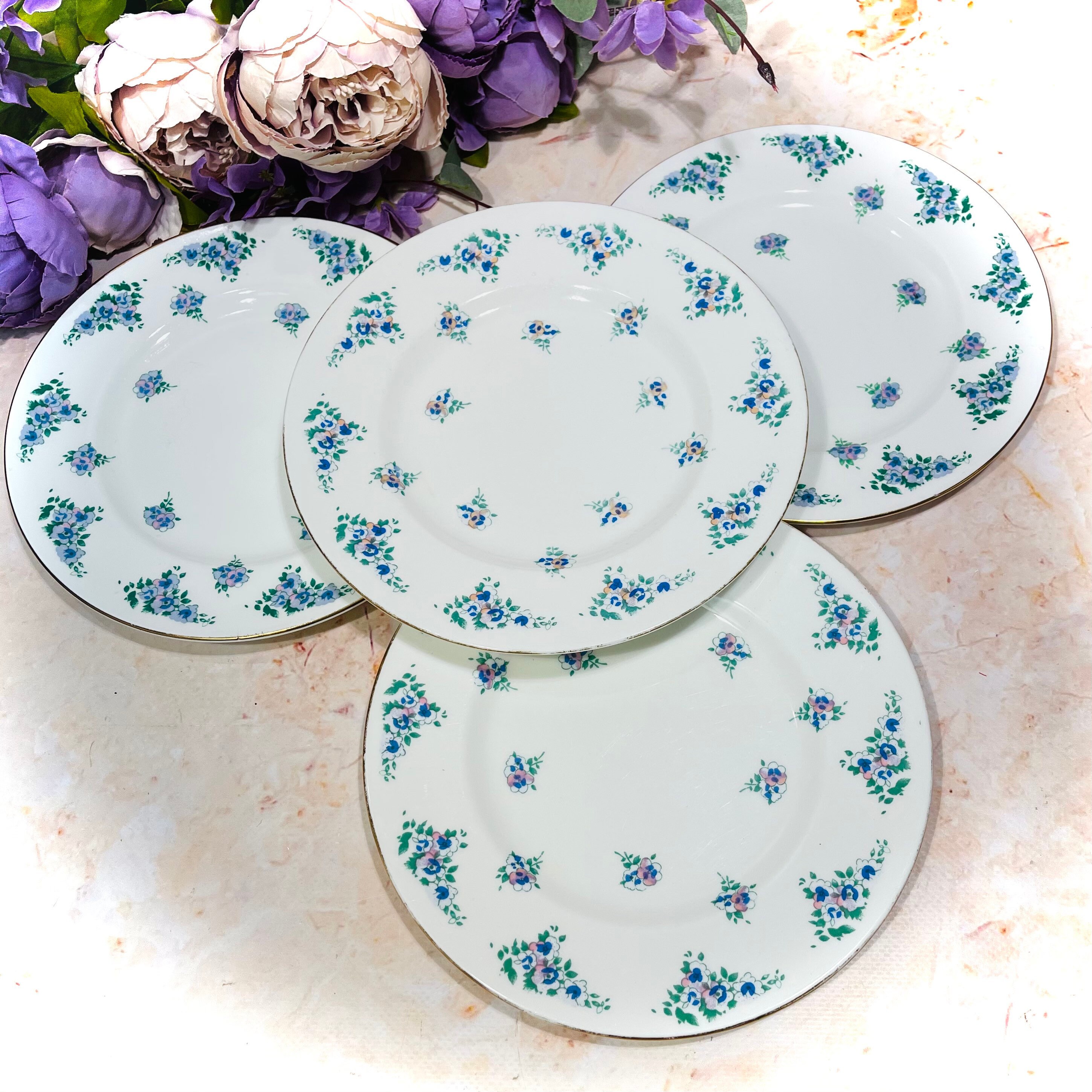 Royal Victoria Salad Plates 8 Set of 4 Blue Flowers Gold | Etsy