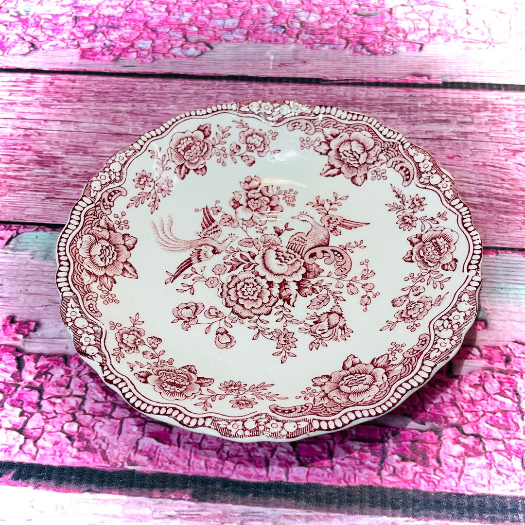 Saucer Only Crown Ducal Bristol Pink (red) White Lovely England Made ...