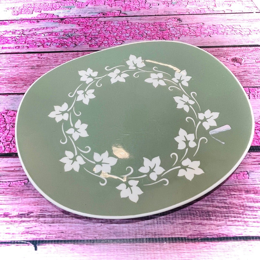 Harker Ware Pottery Oval Platter Green Ivy USA Made Lovely Mother's Day ...
