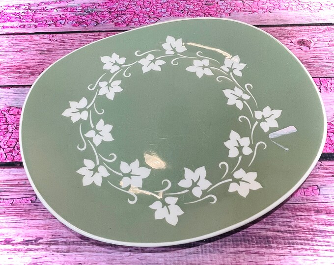 Harker Ware Pottery Oval Platter Green Ivy USA Made Lovely Mother's Day ...