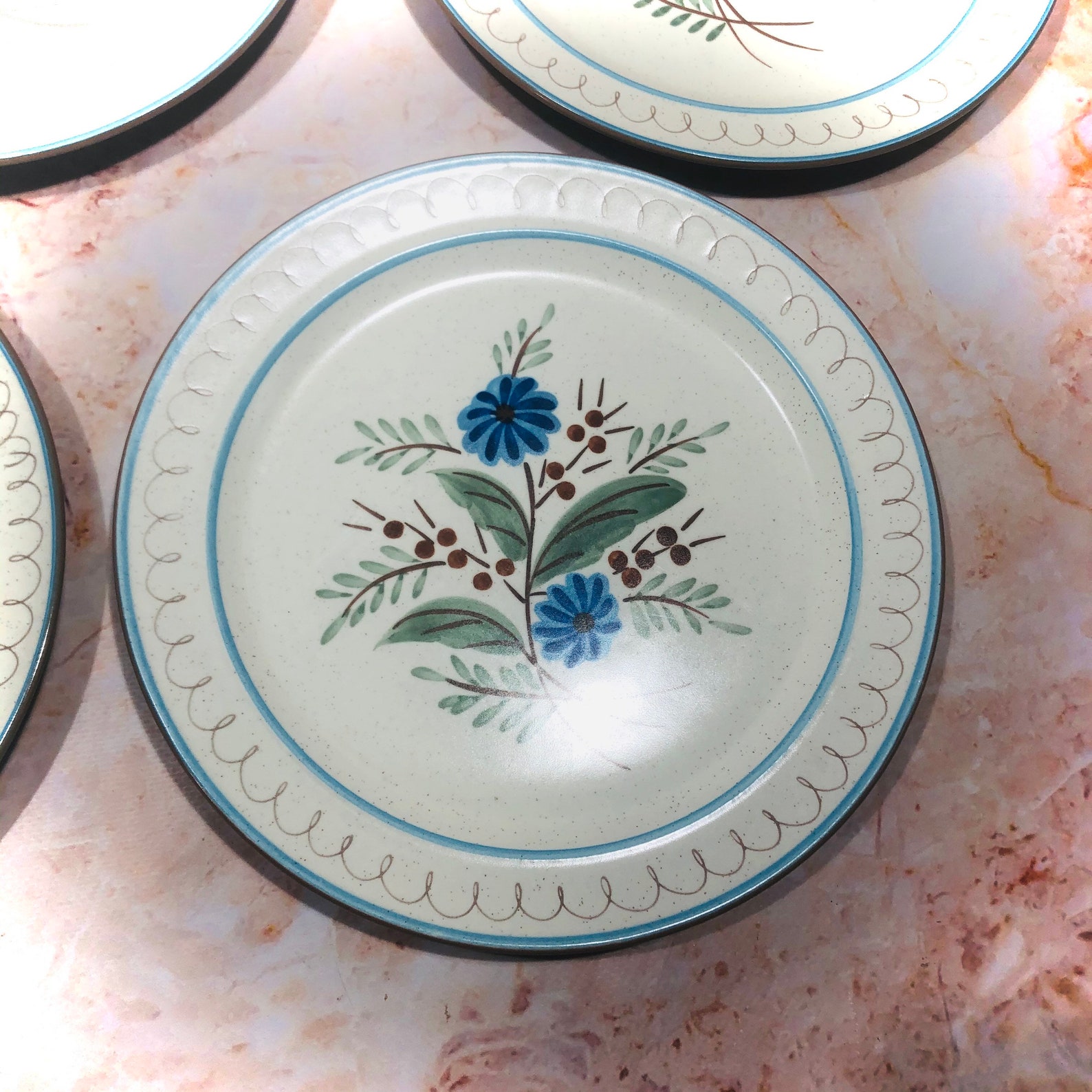 Stangl Blue Daisy DINNER Plate Floral Excellent USA Made 1940s - Etsy India