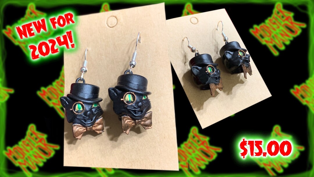 Laughing Cat Monster Vintage Style Retro Look Handmade and Hand Painted ...