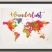 Wanderlust World Map Poster World Map Print Watercolor - Etsy