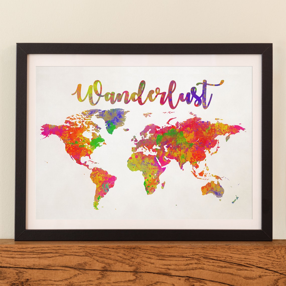 Wanderlust World Map Poster World Map Print Watercolor - Etsy