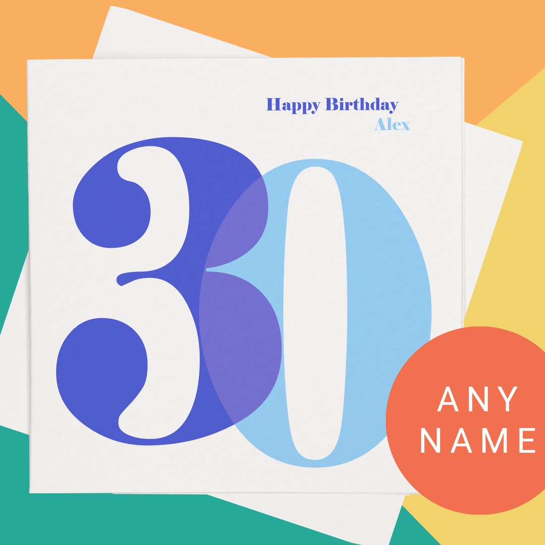 30th Birthday Card for Him Personalised 30th Happy Birthday - Etsy