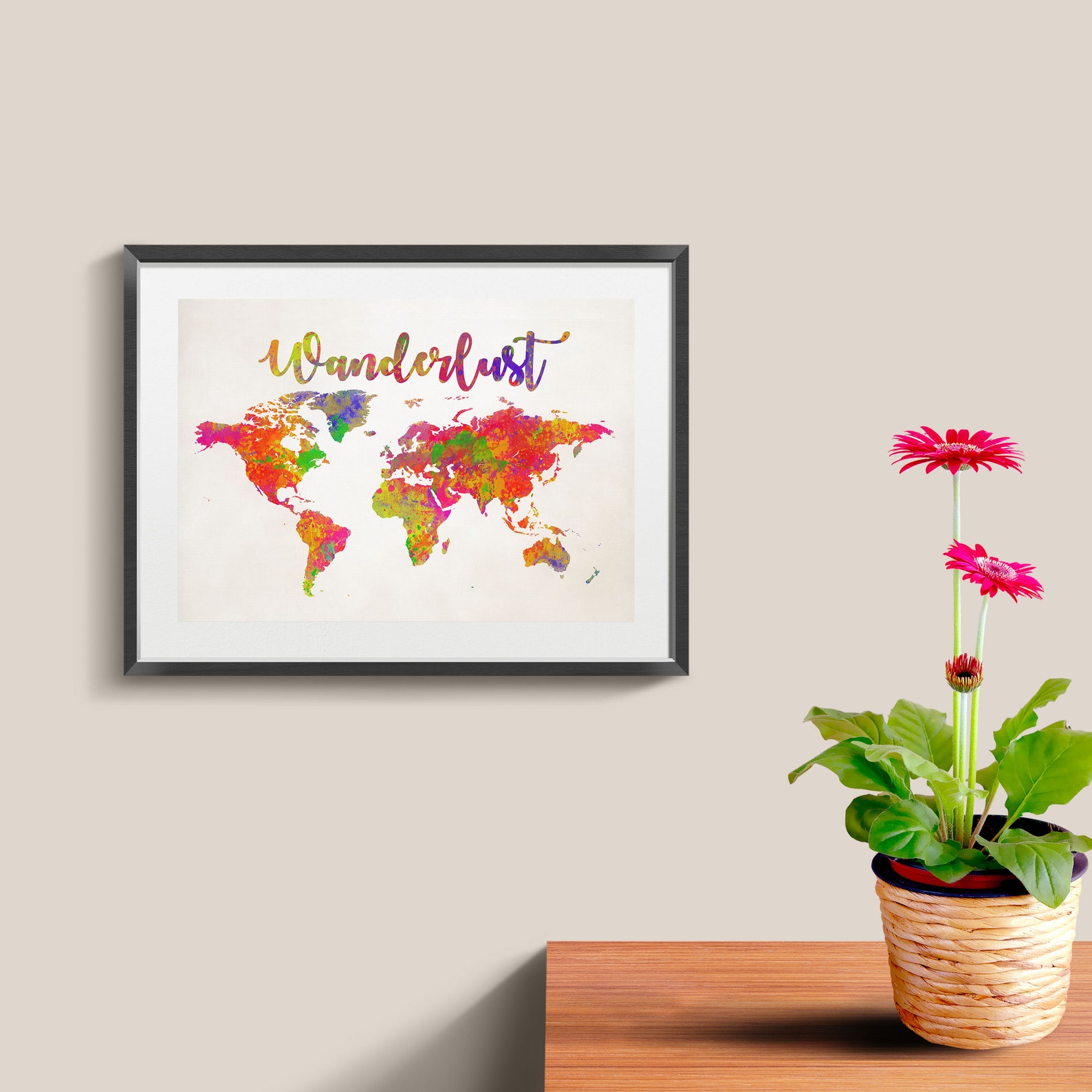 Wanderlust World Map Poster World Map Print Watercolor - Etsy