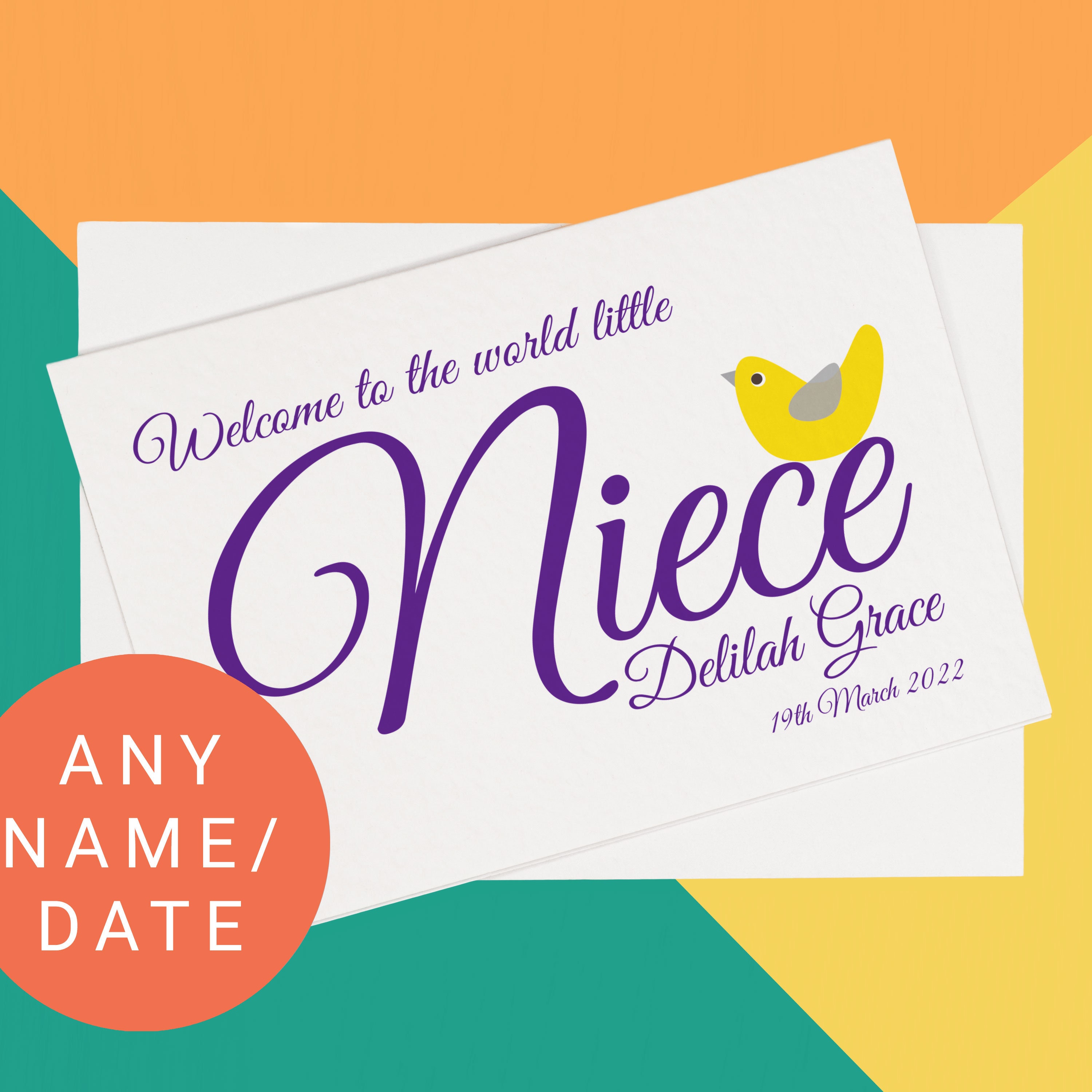 New Baby Niece Card Personalised New Baby Card Custom - Etsy Polska