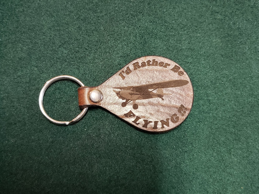 Laser Engraved Leather Key-ring | I'd Rather Be Flying| High Wing - Etsy