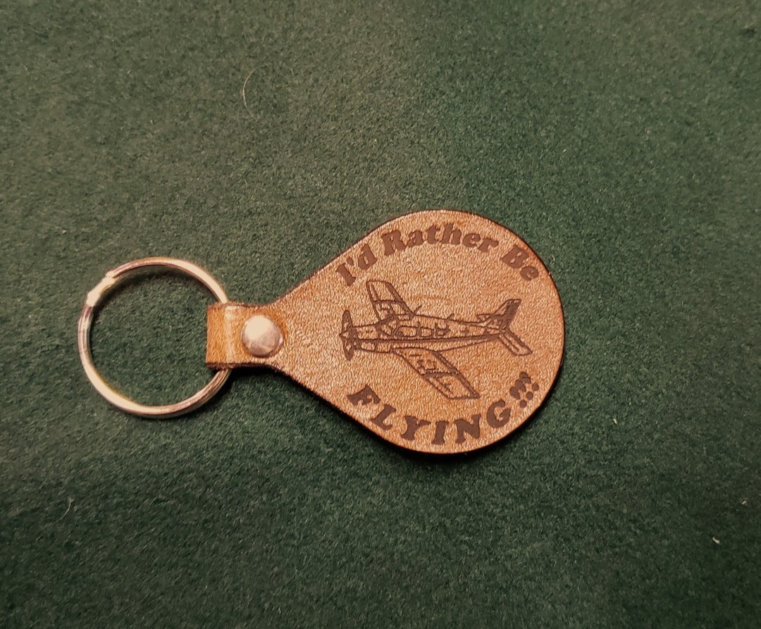 I'd Rather Be Flying Laser Engraved Leather Key-ring Low Wing - Etsy