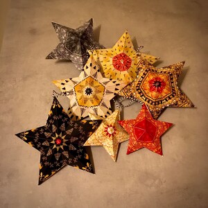 12 Christmas Stars 3D Printable Paper Ornaments, Foldable Winter ...
