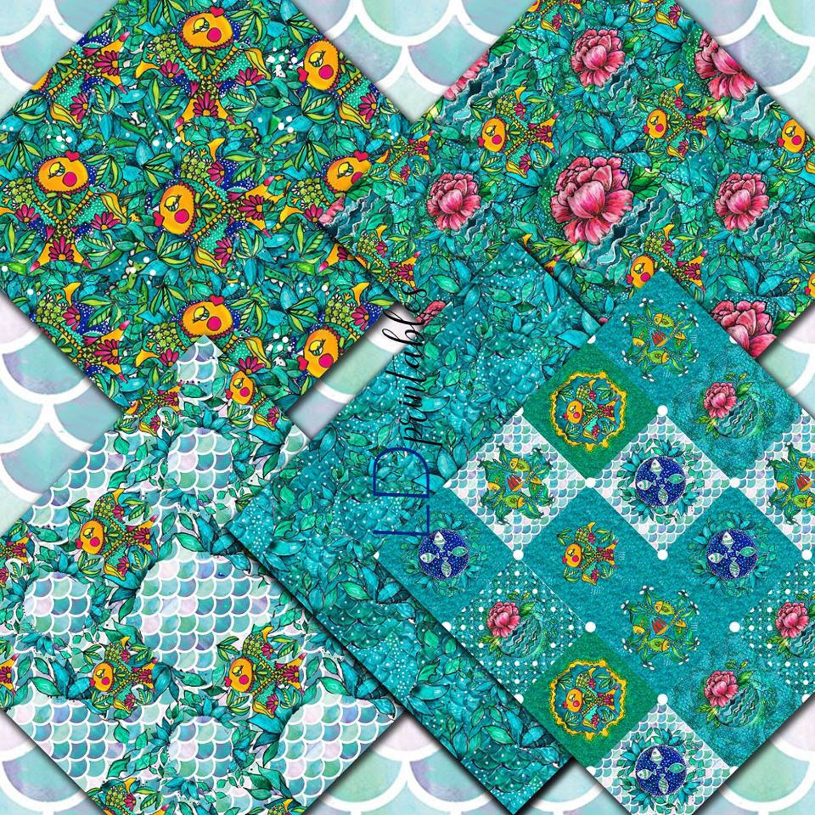 Caribbean Tile Paper Pack, Caribbean Fish Talavera Designs, Summer Sea ...