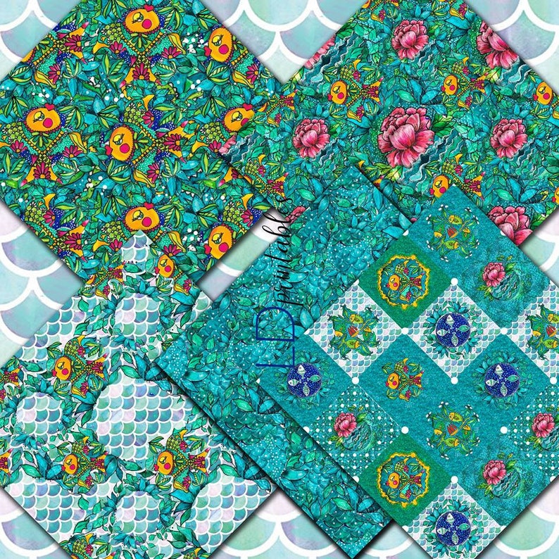 Caribbean Tile Paper Pack, Caribbean Fish Talavera Designs, Summer Sea ...