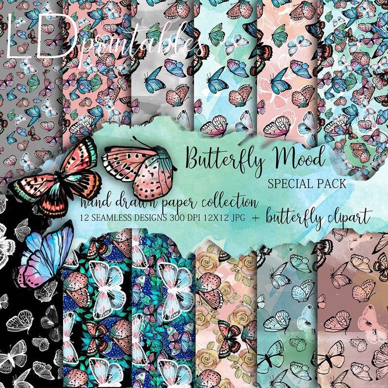 Fly Like a Butterfly Special Pack Printable Paper and Clipart ...