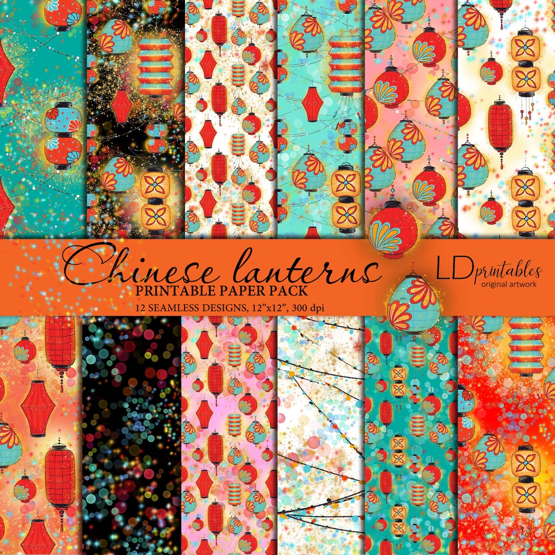 Chinese Lanterns Paper Pack, Street Lamps Origami Printable, Lunar New ...