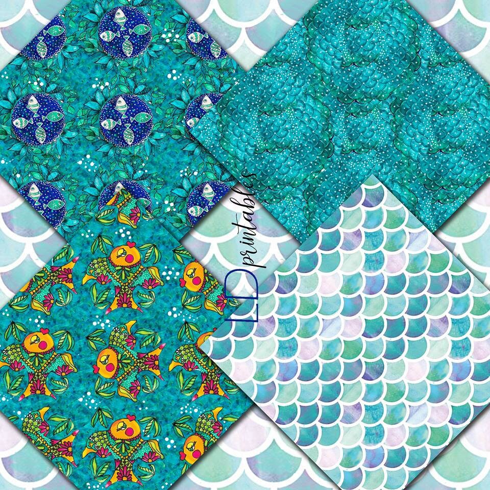 Caribbean Tile Paper Pack, Caribbean Fish Talavera Designs, Summer Sea ...