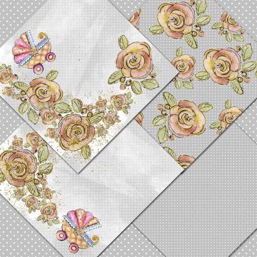 Baby Scrapbook Paper Pack, Baby Pattern Collection, Newborn Girl Party ...