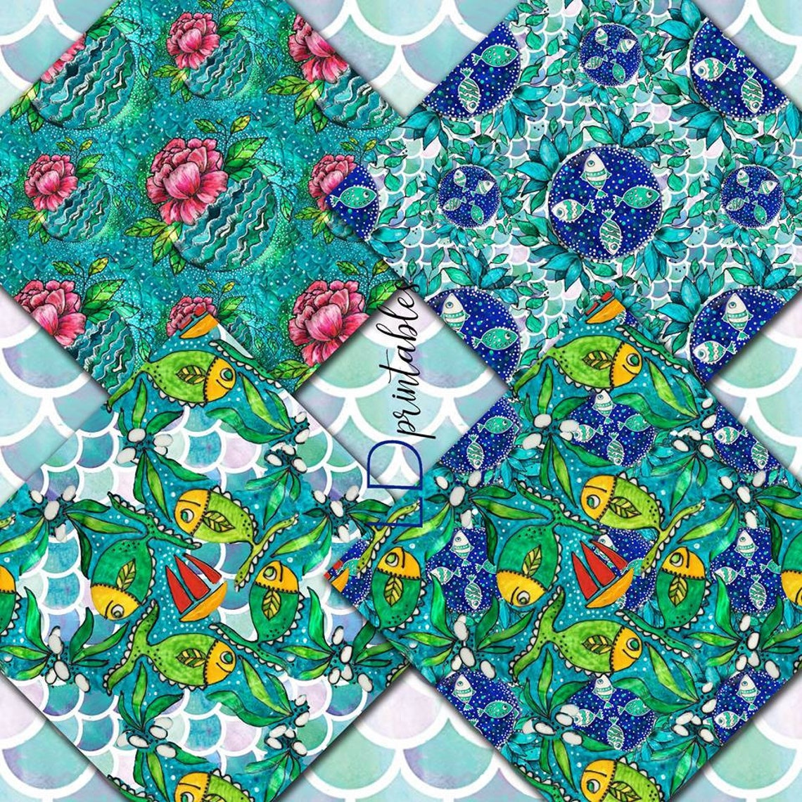 Caribbean Tile Paper Pack, Caribbean Fish Talavera Designs, Summer Sea ...