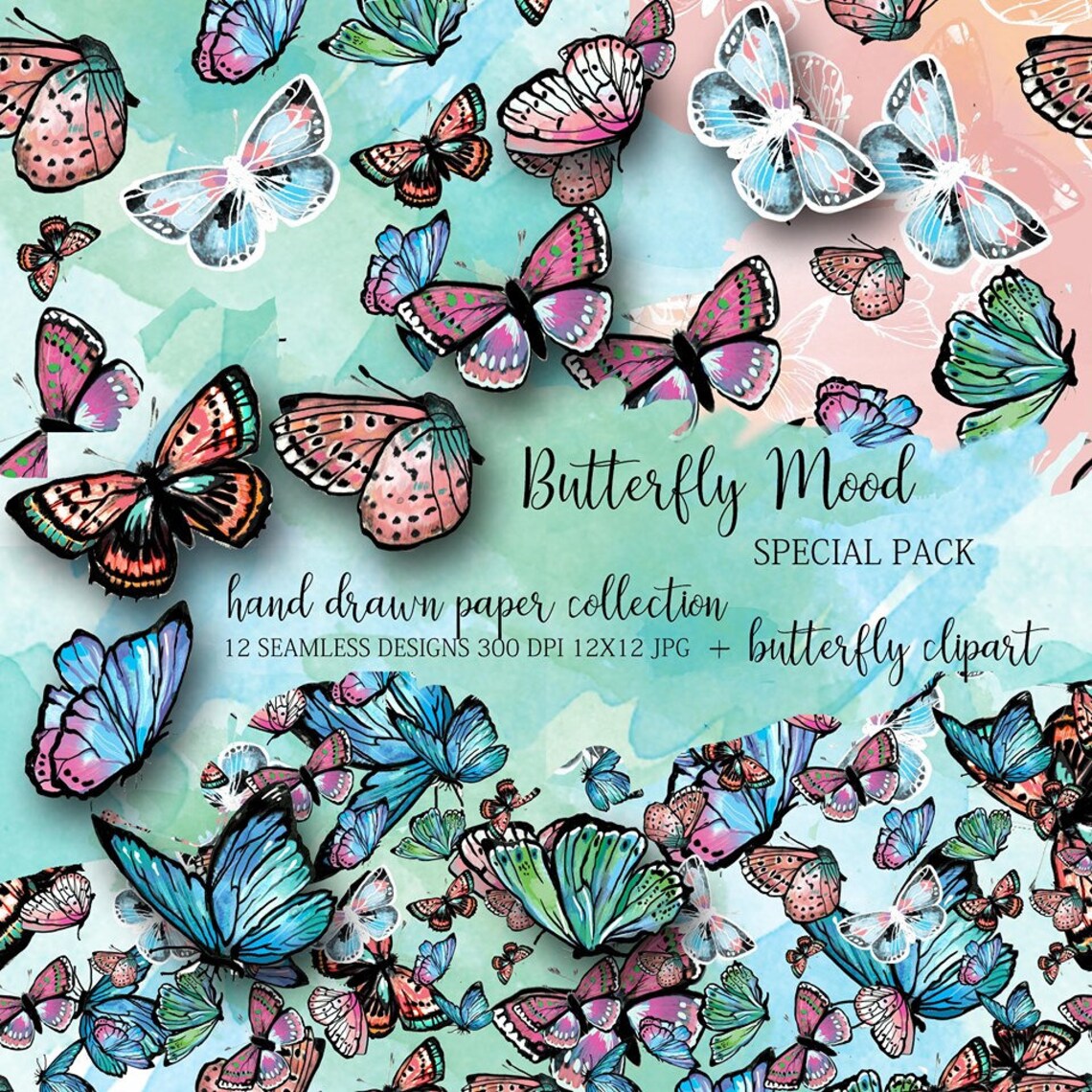 Fly Like a Butterfly Special Pack Printable Paper and Clipart ...