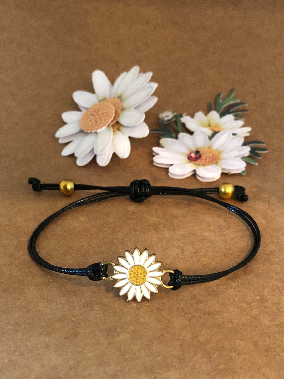 Daisy Bracelet, Daisy Friendship Bracelet, White Daisy Alloy Charm ...