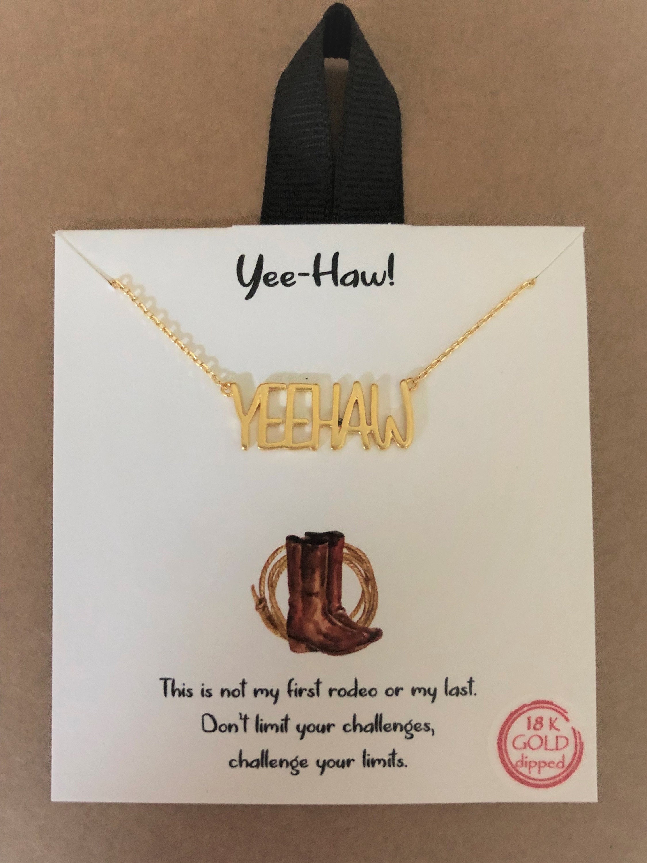 YEEHAW Necklace Script Letter Gold 18K Gold Dipped - Etsy