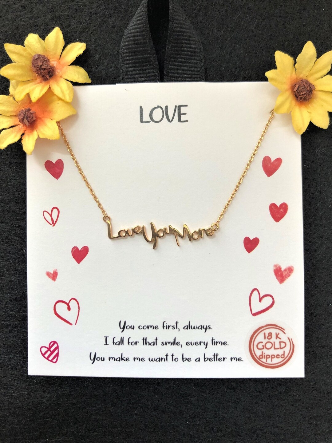 Love You More Script Necklace, Tiny, Love You More Necklace, Gold, 18K ...