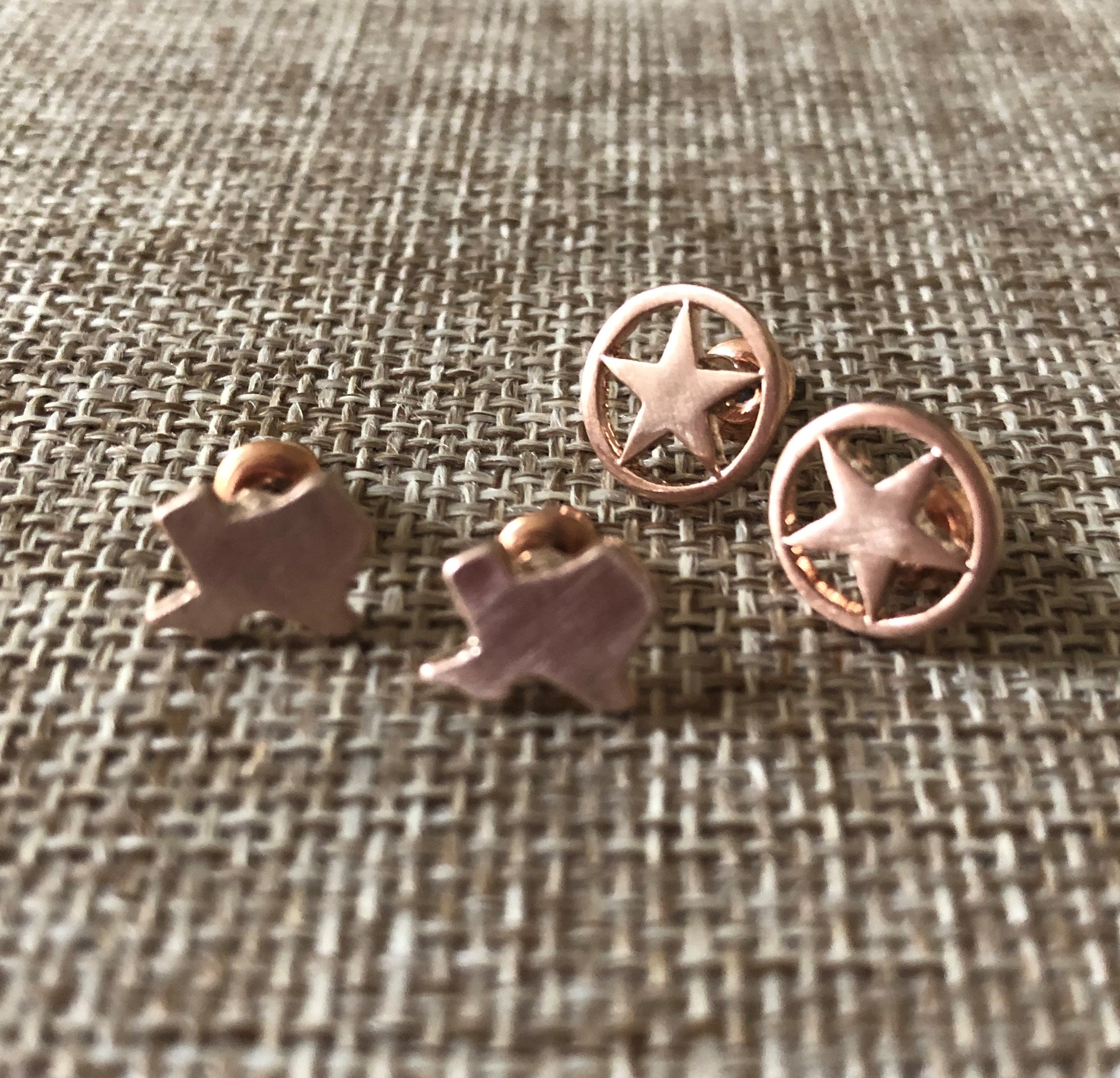 Rose Gold Texas State Shaped and Texas Star Stud Earrings Duo - Etsy